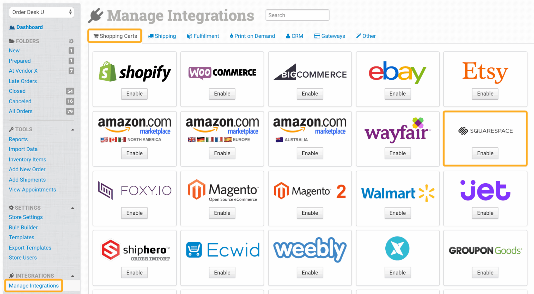 Squarespace Integration - Order Desk Knowledge Base