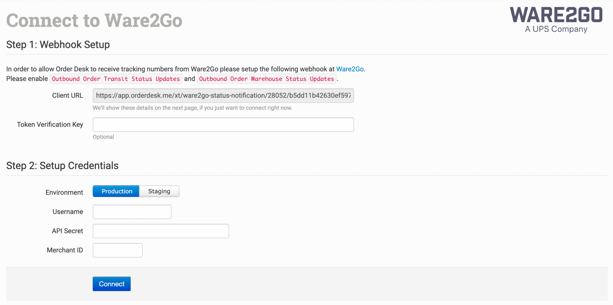 Ware2Go Integration - Order Desk Knowledge Base