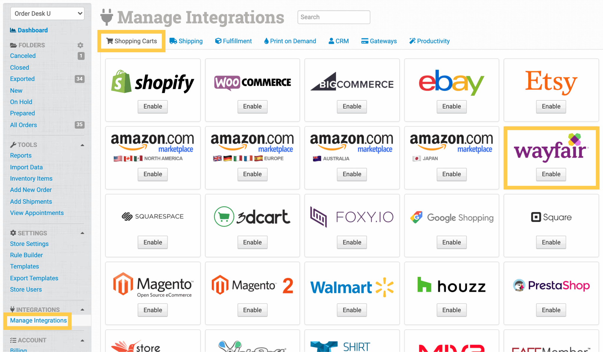 Wayfair Integration - Order Desk Knowledge Base